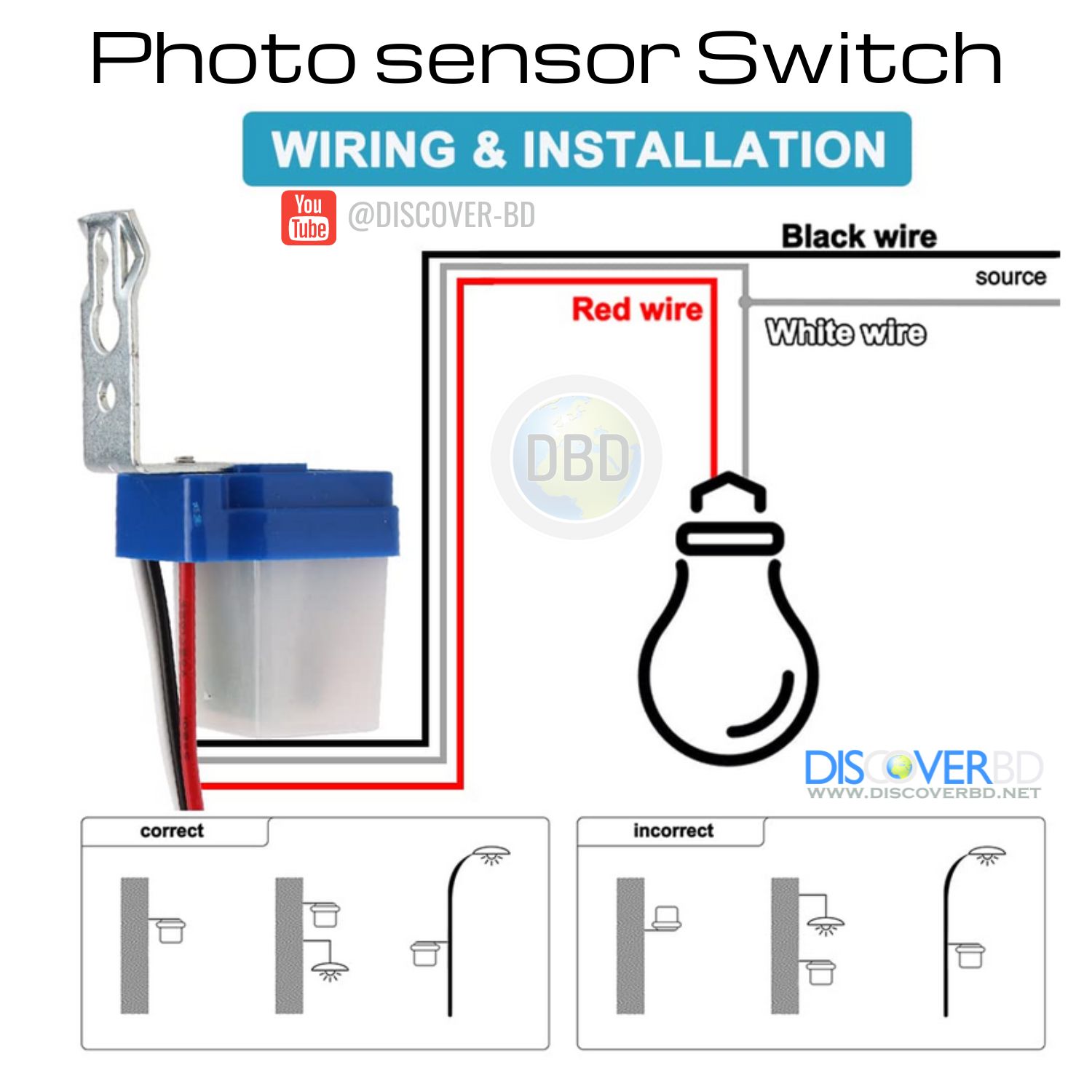 Photo Sensor light Switch 220 Volt AC, 10A (2 Pcs) » DiscoverBD
